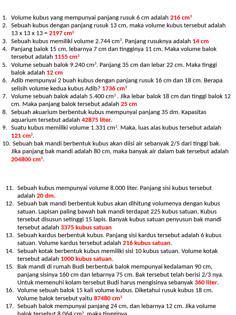 Balok Kubus Volume | PDF