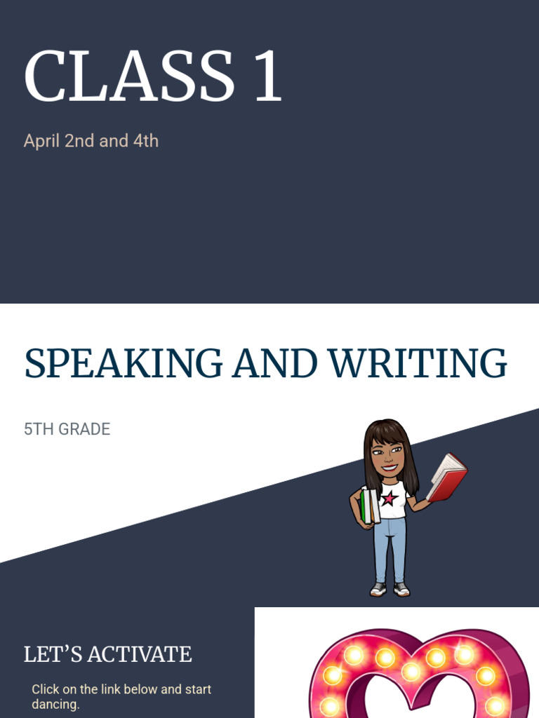 5th GRADE - SPEAKING AND WRITING - APRIL | PDF