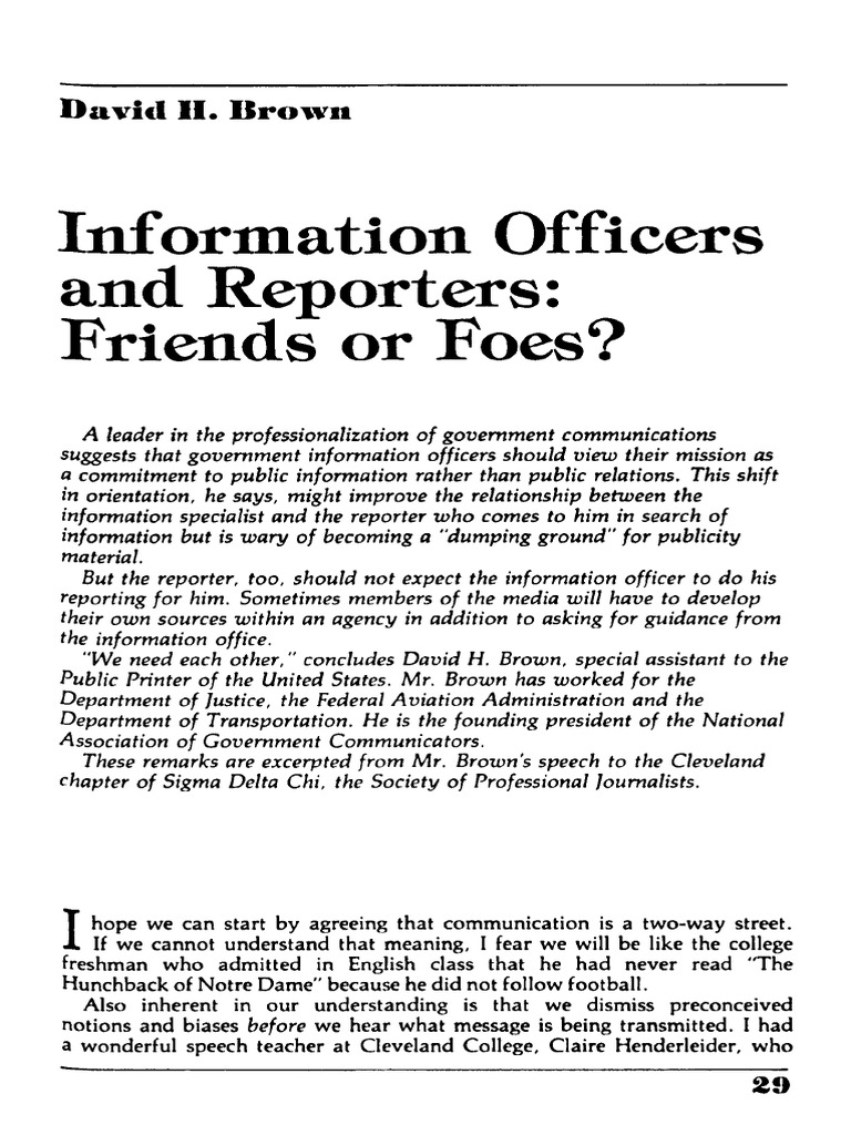 Information Officers and Reporters: Friends or Foes?: David II | PDF ...