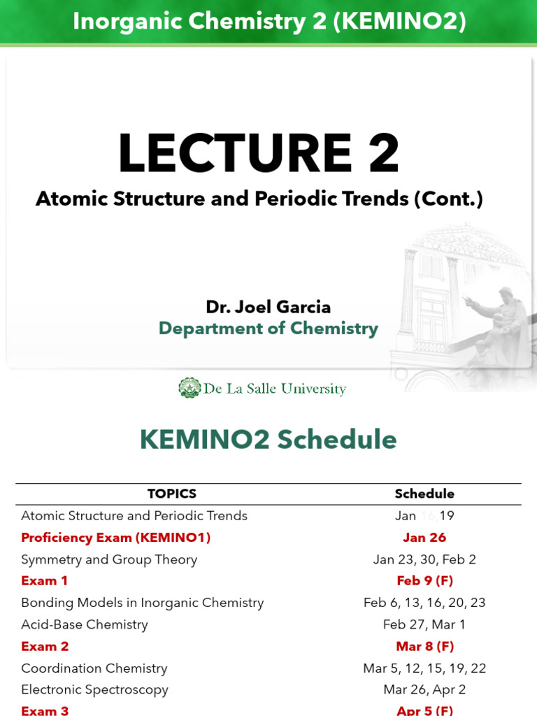 Lecture 2 KEMINO2 Annotated | PDF | Atomic Orbital | Electron Configuration