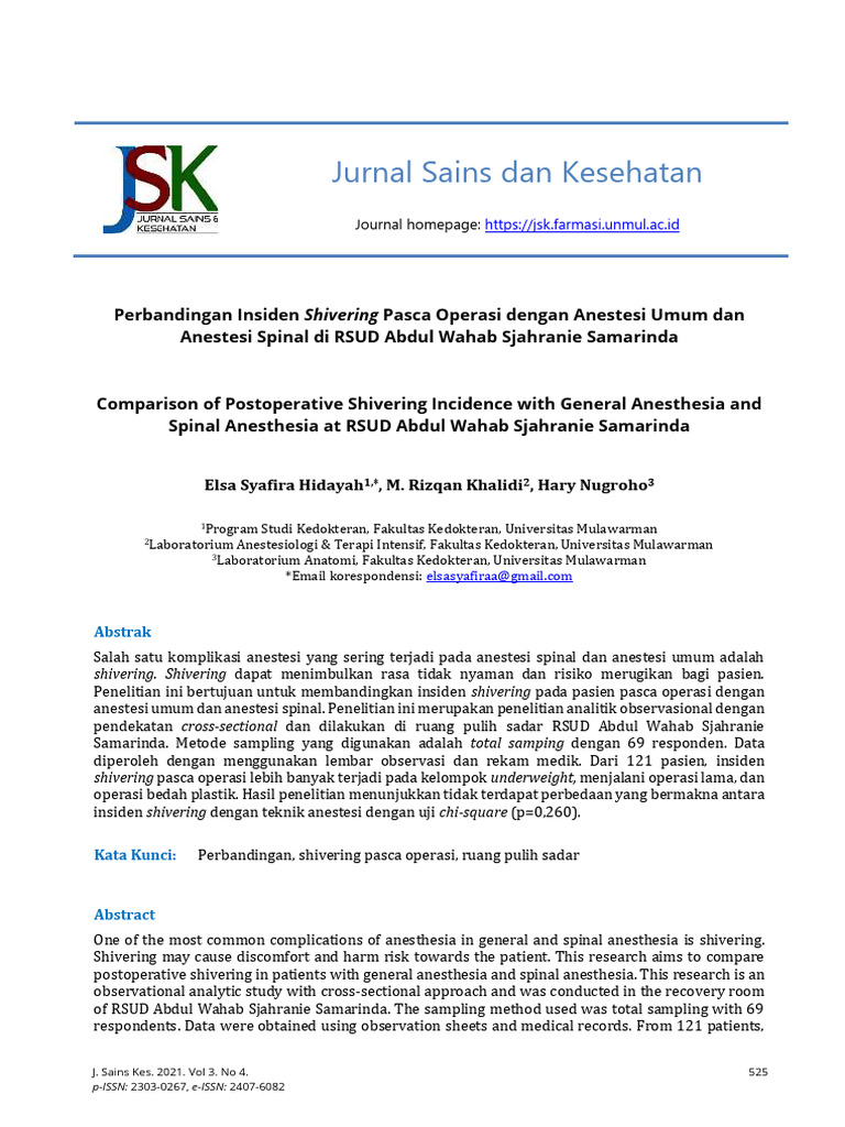Jurnal Sains Dan Kesehatan (J. Sains Kes.) JSK Vol. 3 No. 4 (2021) 23 https://jsk.jurnalfamul ...