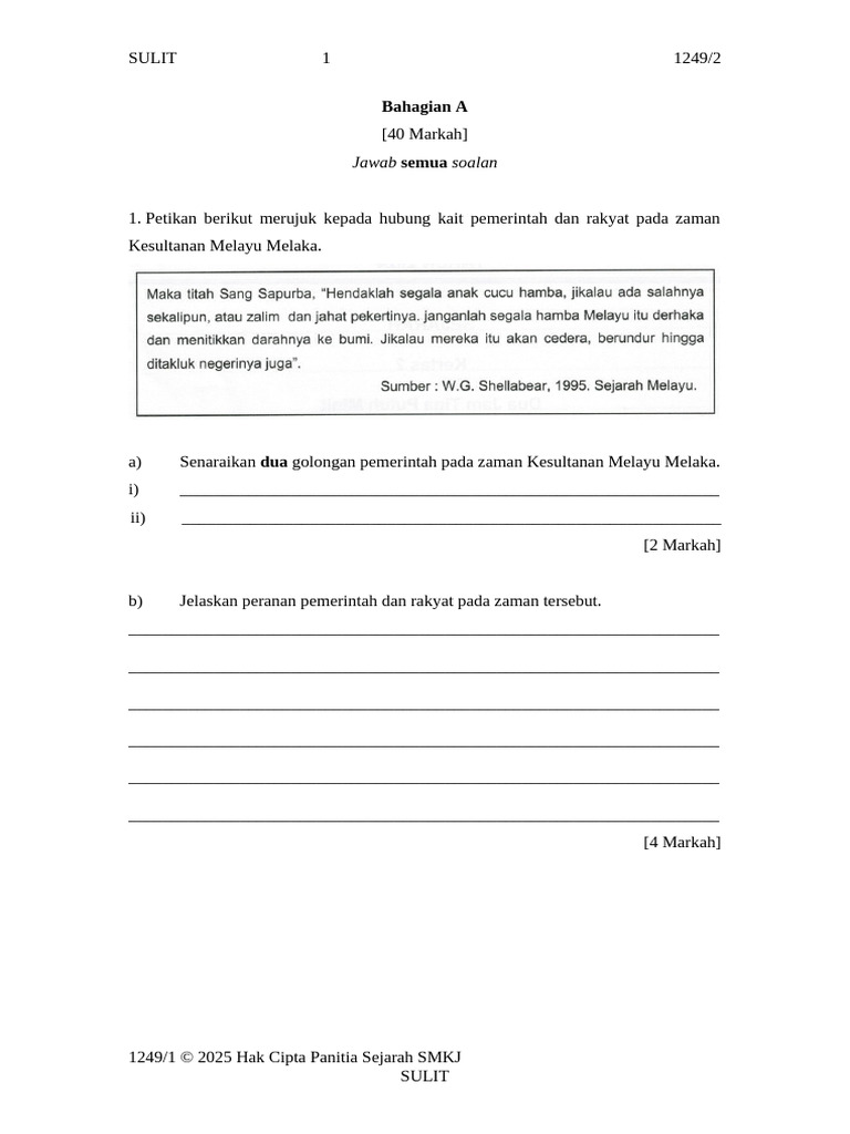 Kertas 2 Sej t4 PPT 2025 | PDF