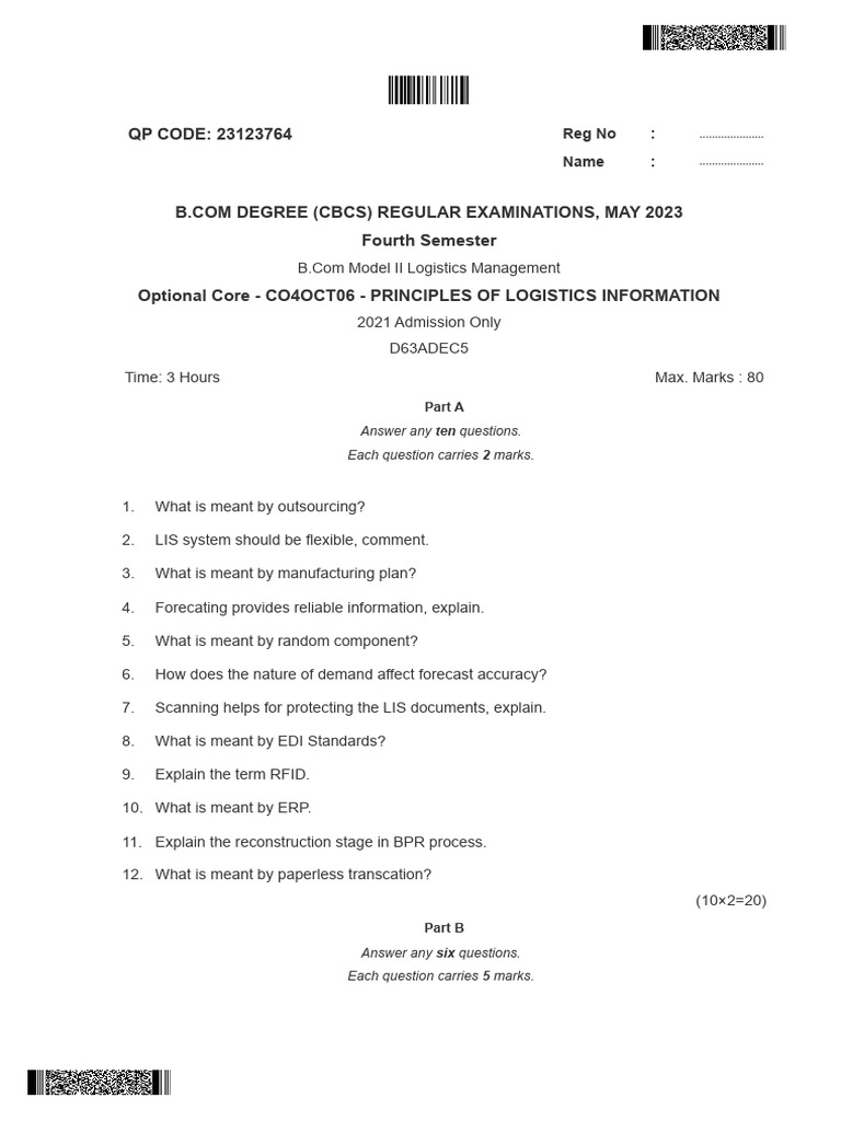 Principles of Logistics Information Systems | PDF | Logistics | Forecasting
