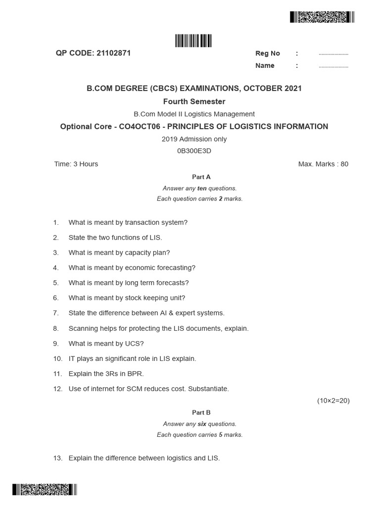 Principles of Logistics Information | PDF | Logistics | Business