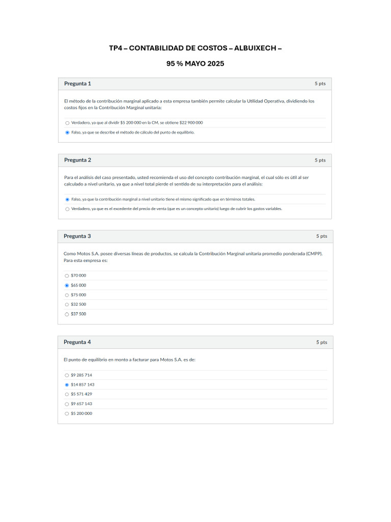 Tp4 95% Contabilidad de Costos | PDF