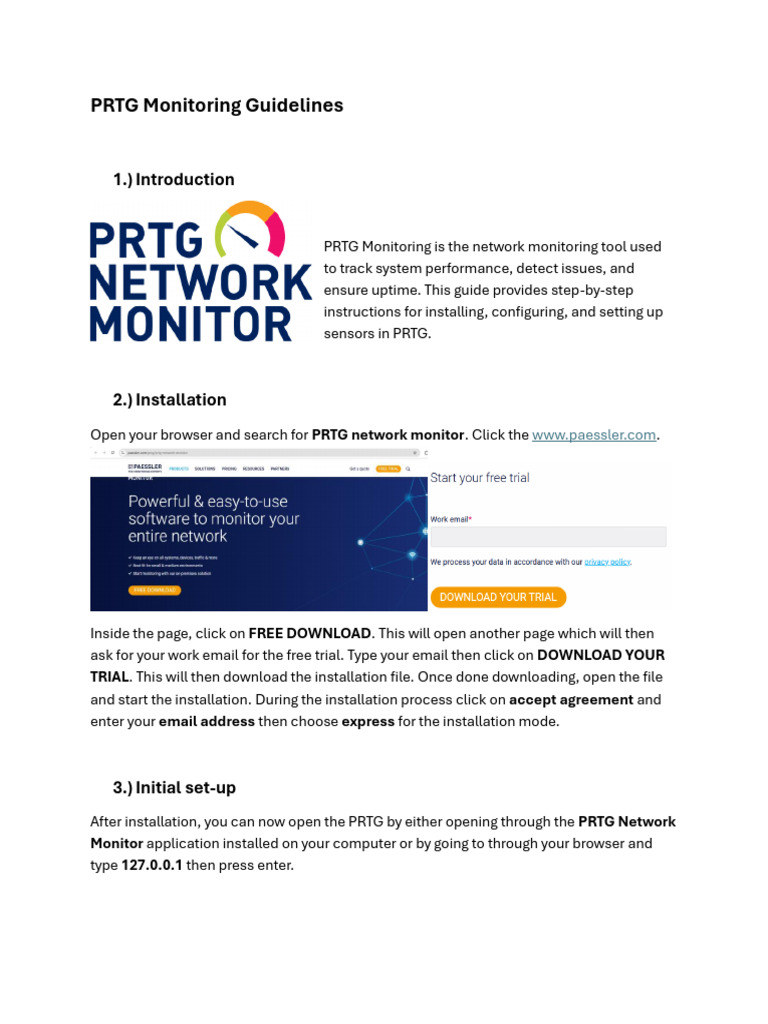 Guidelines For PRTG Server Monitoring Setup | PDF | Ip Address | Login