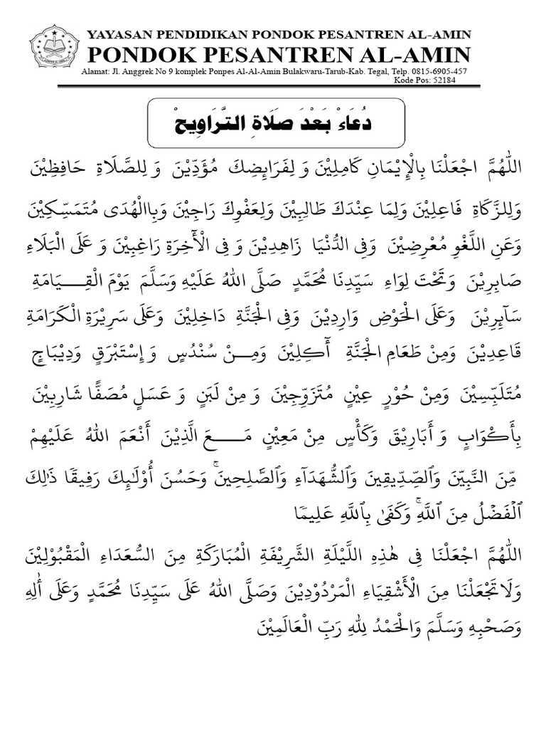 Doa Bakda Tarawih | PDF