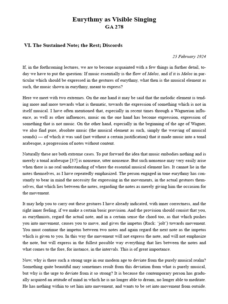 VI. The Sustained Note; the Rest; Discords - GA 278. Eurythmy as ...