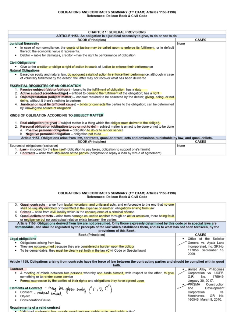 Oblicon Summary de Leon | PDF | Negligence | Damages