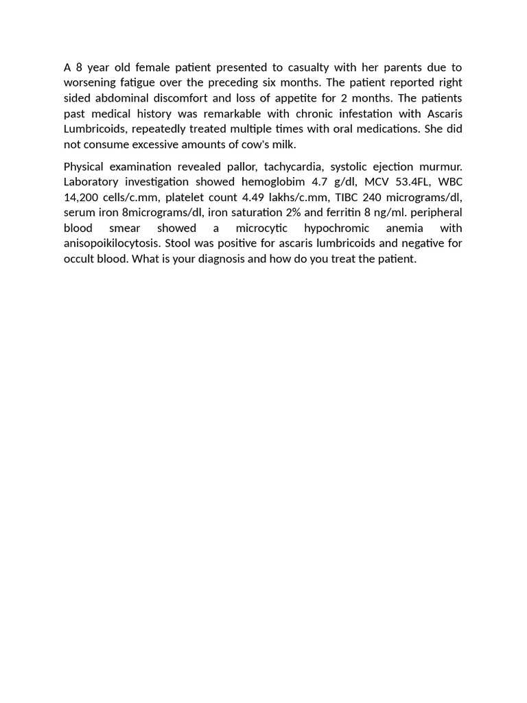 Anemia Case History | PDF