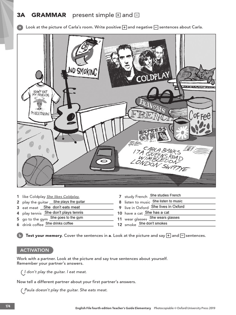 English File 4e Elementary TG PCM Grammar 3A-Tarea | PDF