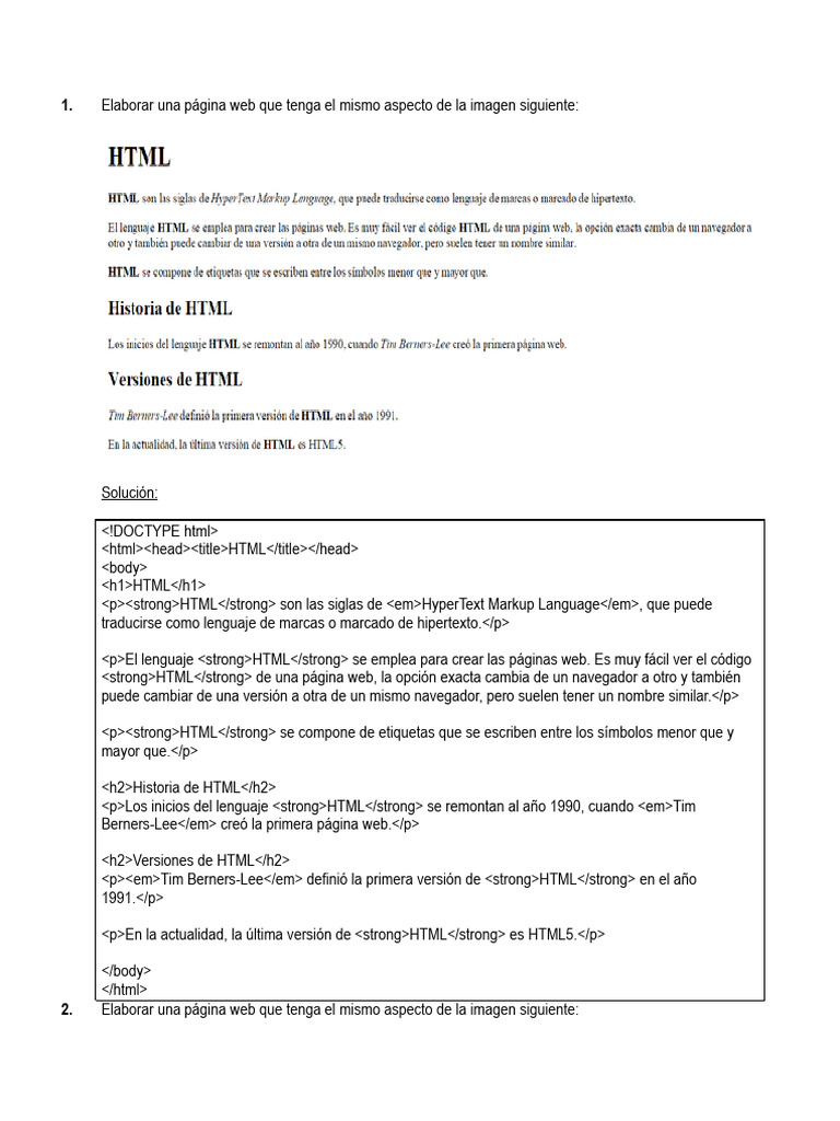 Ejercicios de HTML y CSS para Practicar | PDF | HTML | Red mundial