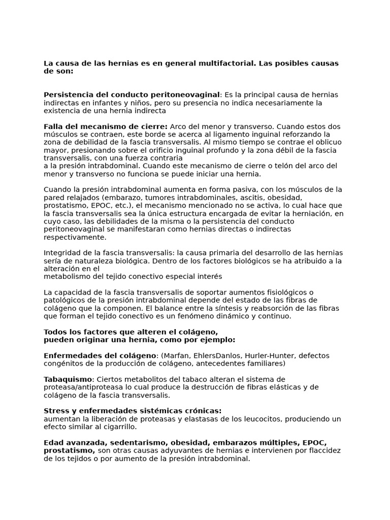 Causas y aspectos de hernias inguinales | PDF | Abdomen