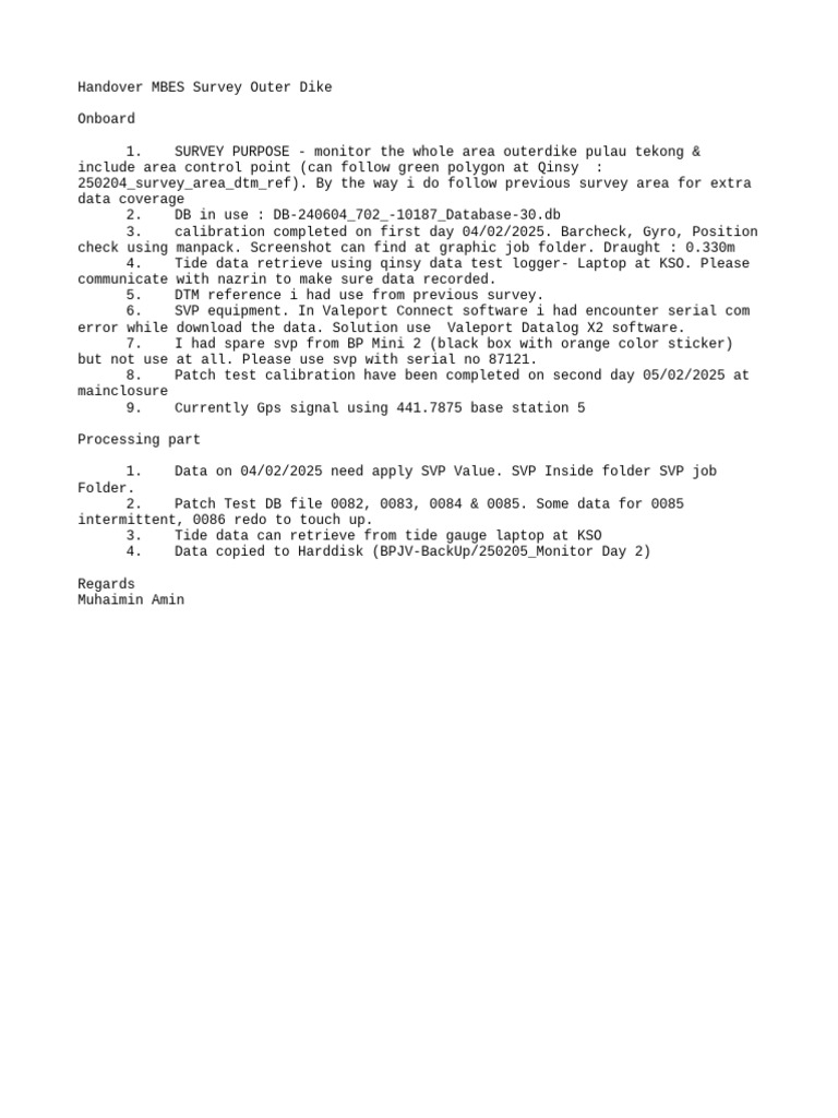 Handover MBES PDF | PDF