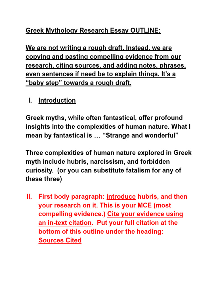 Christopher Baguioso - Greek Mythology Research Essay OUTLINE | PDF ...