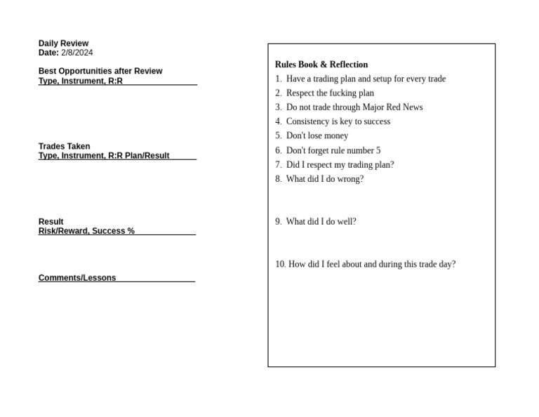 Trade Day Template | PDF