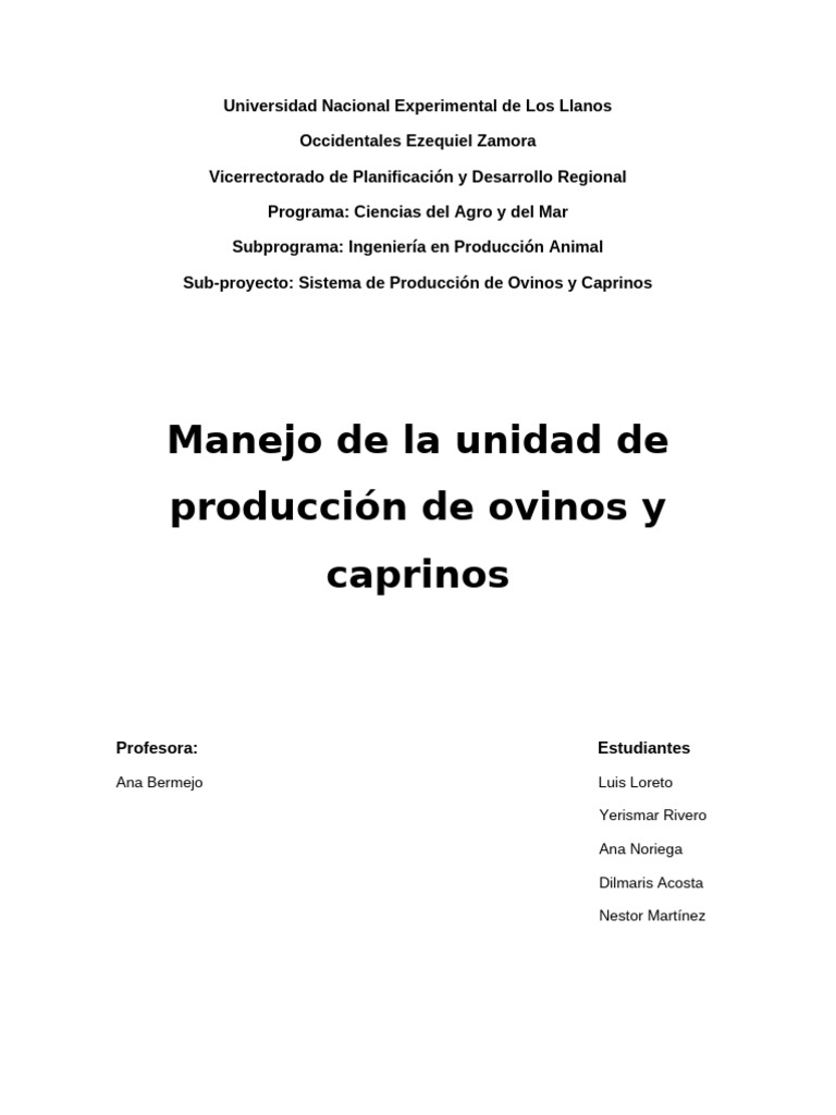 Manejo de La Unidad de Producción de Ovinos y Caprinos | PDF