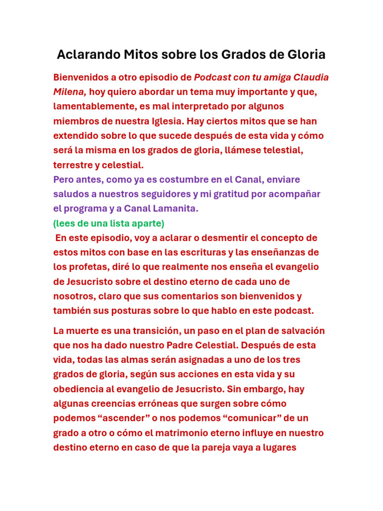 MITOS DE LOS GRADOS DE GLORIA | PDF | Salvación | Teología