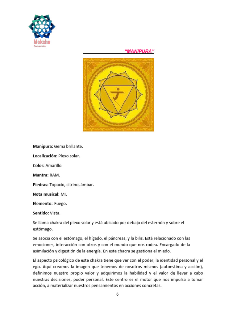 Chakra del Plexo Solar: Manipura | PDF | Páncreas | Sistema digestivo ...