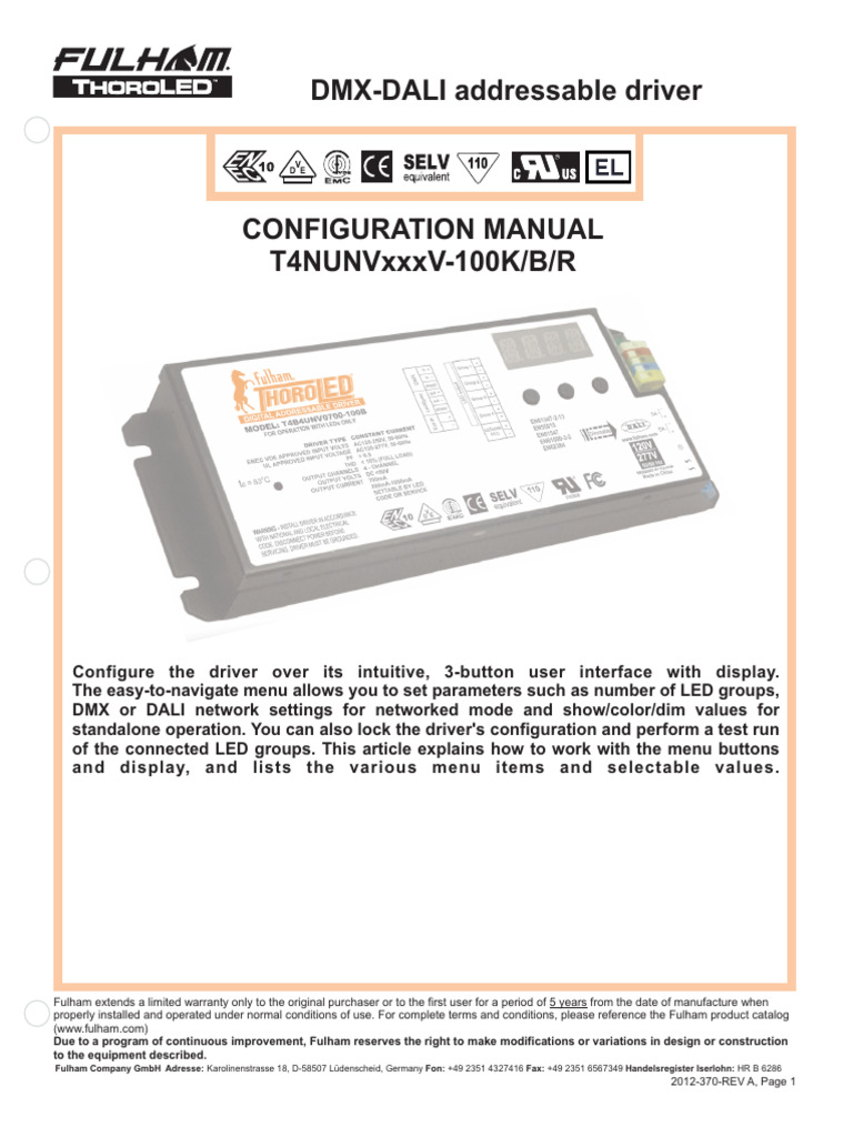 DMX DALI Addressable Driver Config Manual | PDF | Menu (Computing ...