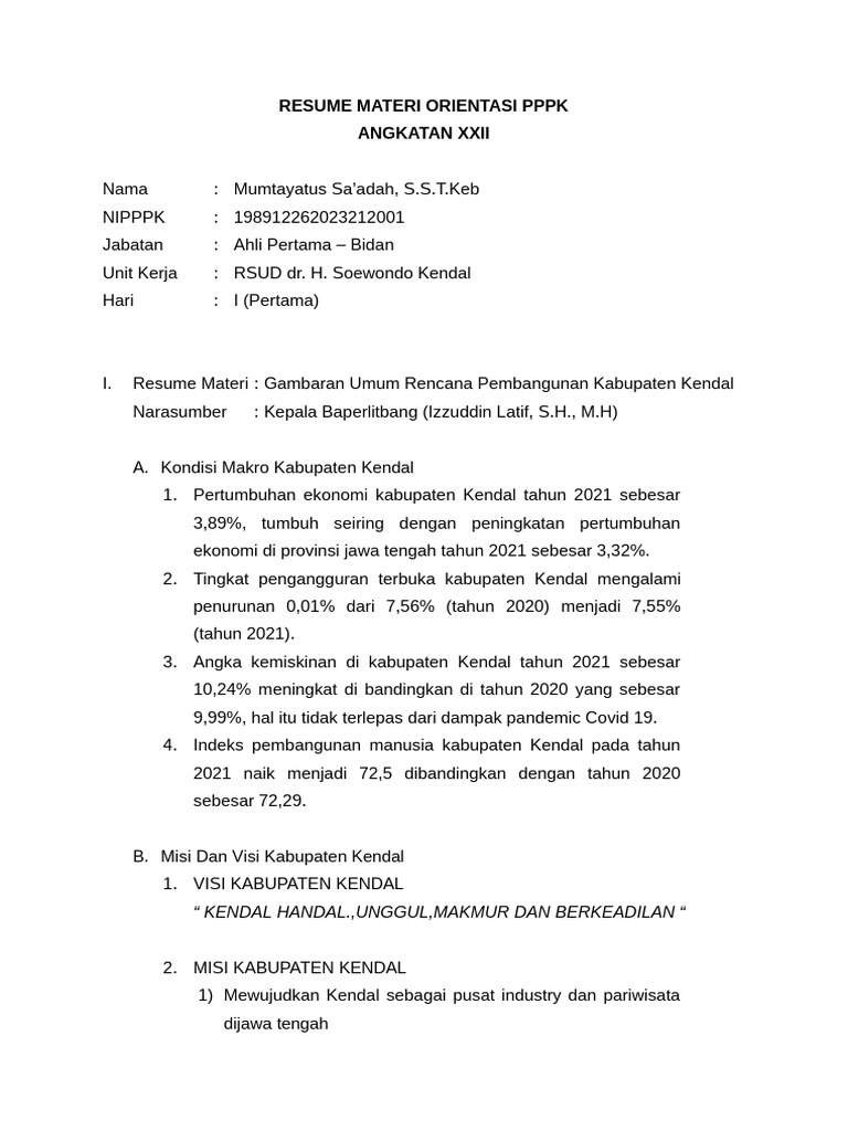 47 - HR 1 - Mumtayatus Resume Materi Orientasi PPPK | PDF