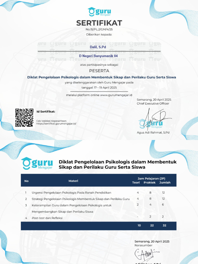 Sertifikat S12 2504029 Dalil | PDF
