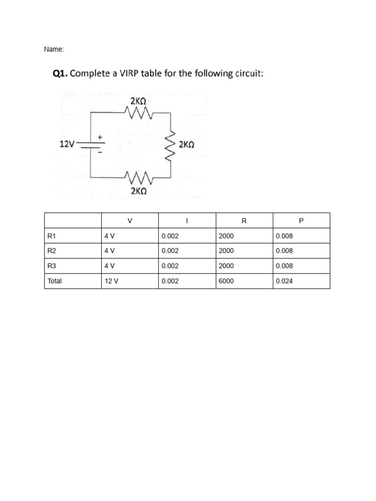 VIRP Chart and Circuit Analysis | PDF