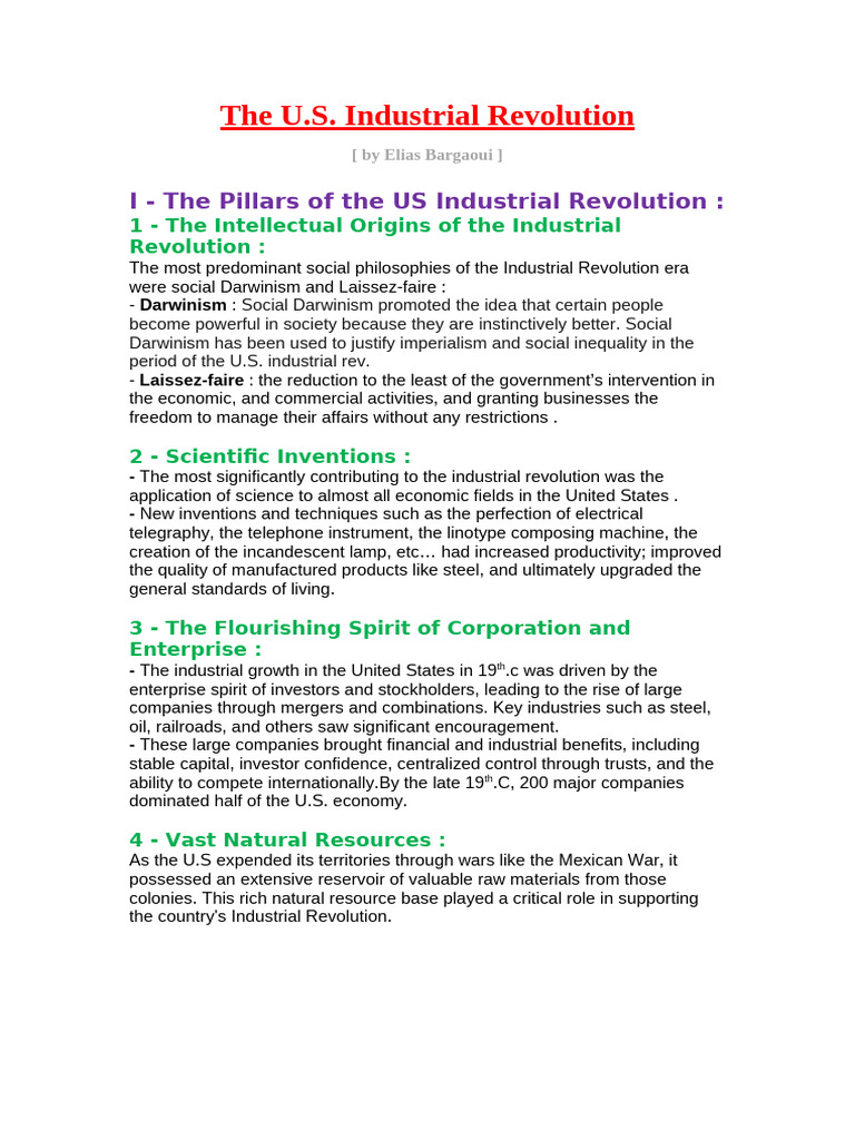 The U.S Industrial Revolution | PDF | Trade Union | Labour Economics