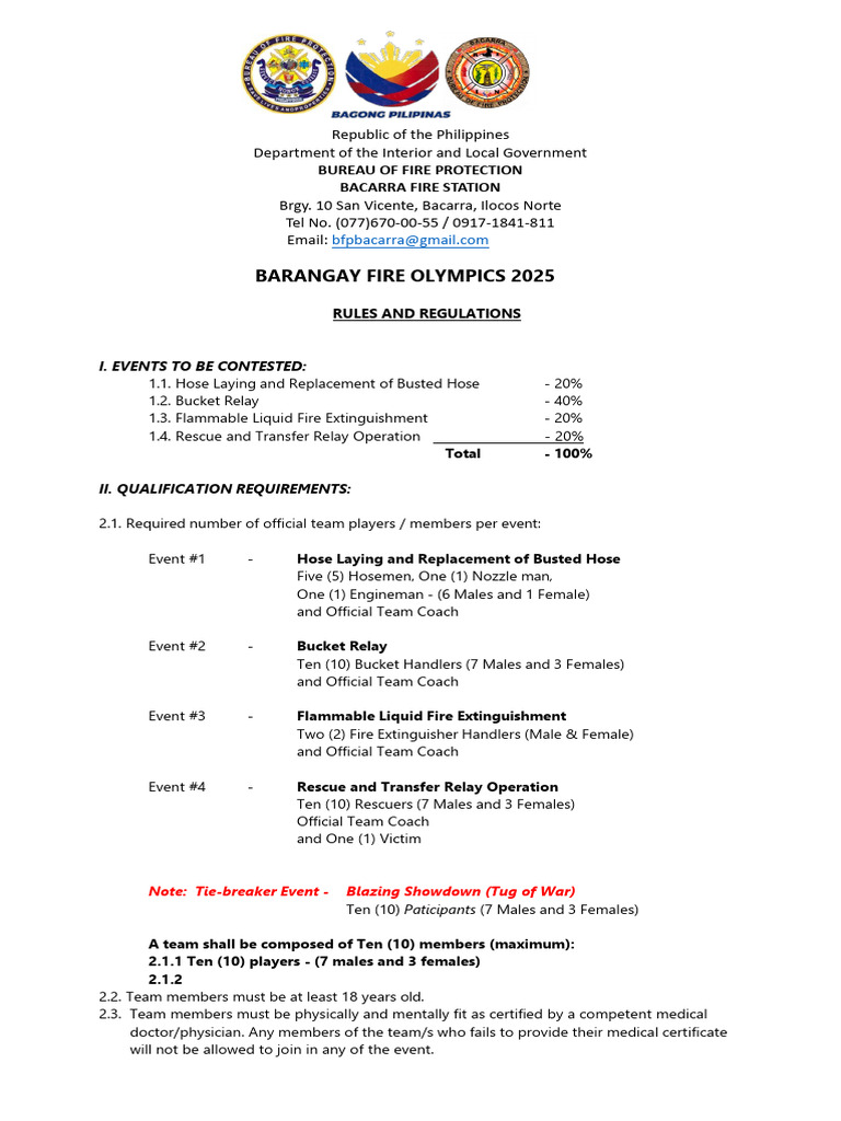 Barangay Fire Olympics 2025 Guidelines | PDF