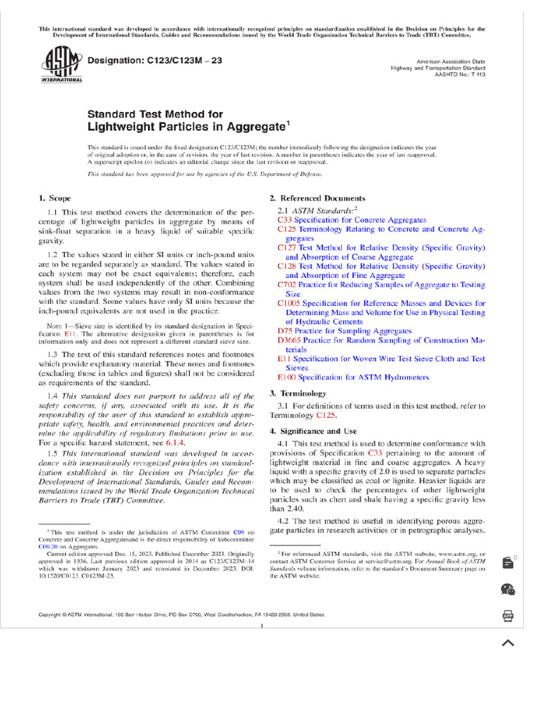Astm C123 C123M-23 | PDF
