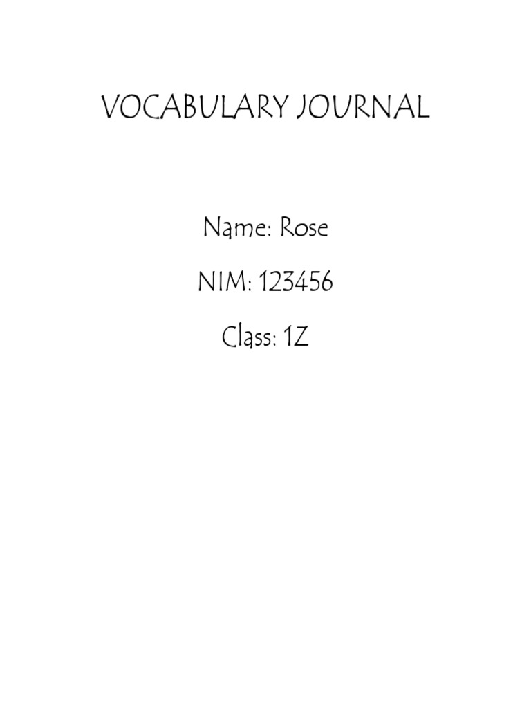 Vocabulary Journal - Template | PDF