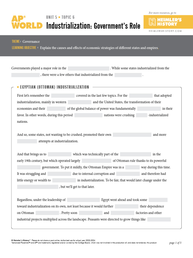 AP World Unit 5 Topic 6 NoteGuide | PDF | Egypt | Empire Of Japan