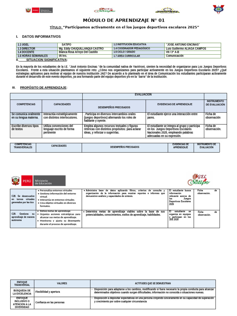 Modulo de Aprendizaje - Comu | PDF | Aprendizaje | Evaluación