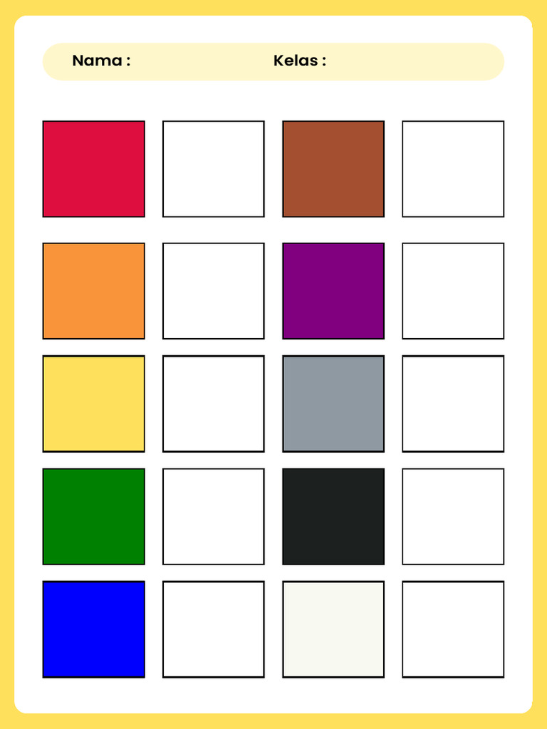 Belajar Mengenal Warna Lembar Kerja Kuning Putih Minimalis | PDF