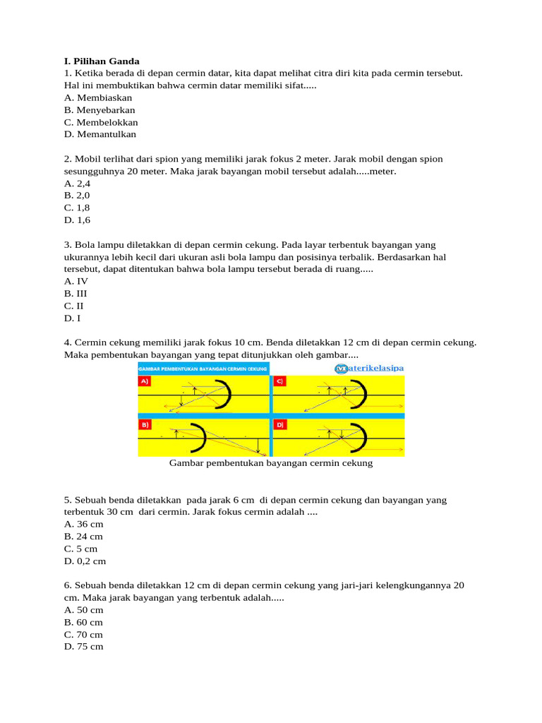 Contoh Soal Cermin Dan Lensa | PDF