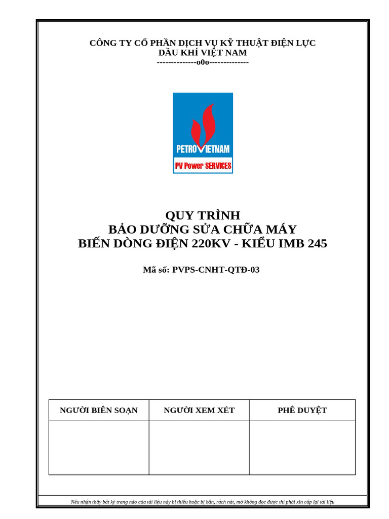 CNHT-QTD03-BDSC Bien Dong Tram 220kV | PDF