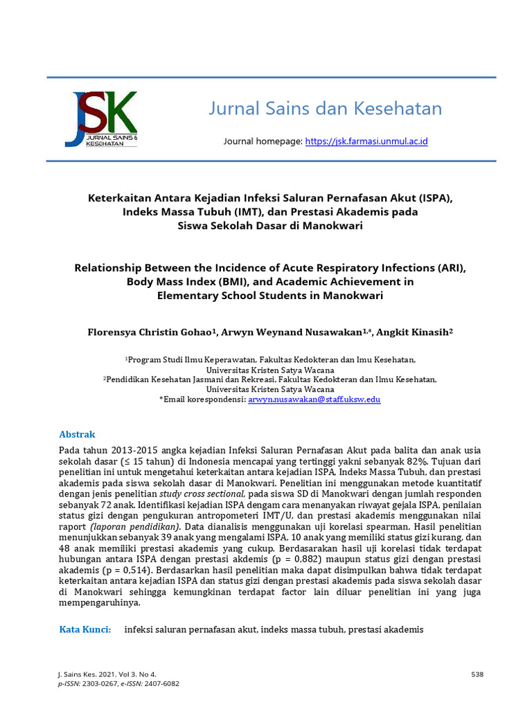 Jurnal Sains Dan Kesehatan (J. Sains Kes.) JSK Vol. 3 No. 4 (2021) 25 HTTPS | PDF