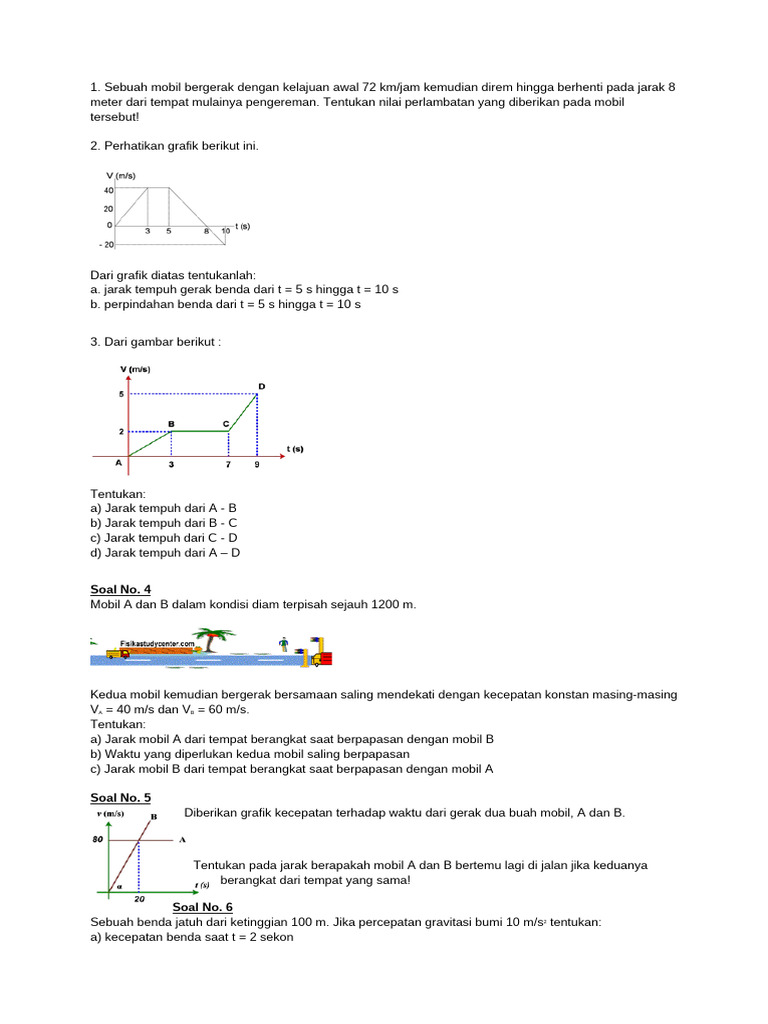 Contoh Soal GLB Dan GLBB Edit | PDF