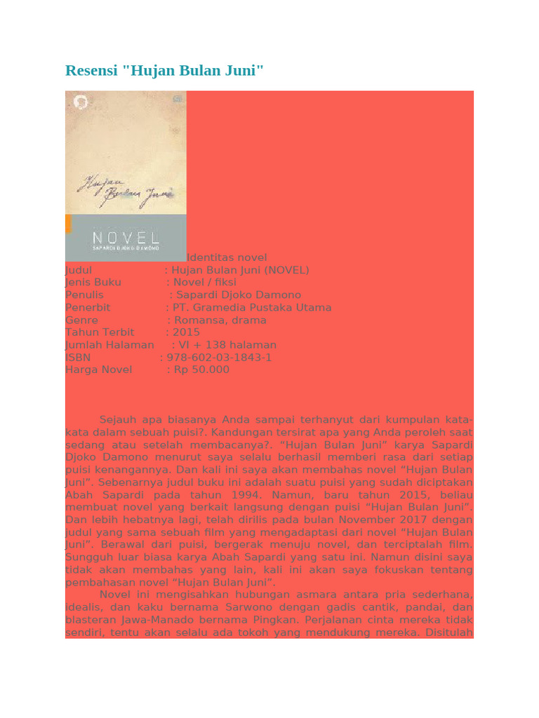 Resensi " Puisi Hujan Bulan Juni" | PDF