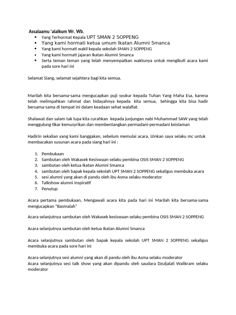 Susunan Acara Pembukaan Dan Penutupan Bukber Smanca | PDF