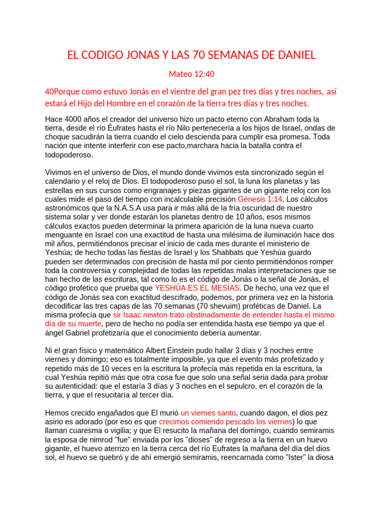 El Codigo Jonas y Las 70 Semanas de Daniel | PDF | Jesús | Jonás