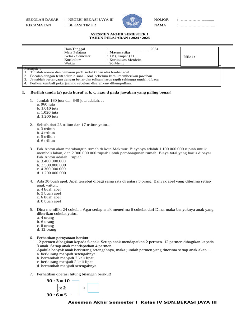 Sas Kelas 4 Matematika | PDF