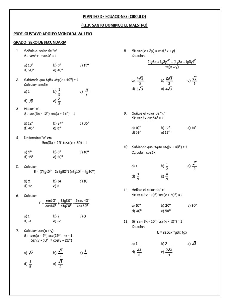 Circuo Prop.raz.Trig 3ero Sec. - | PDF