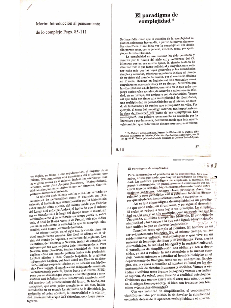 Paradigma de La Complejidad Morin | PDF