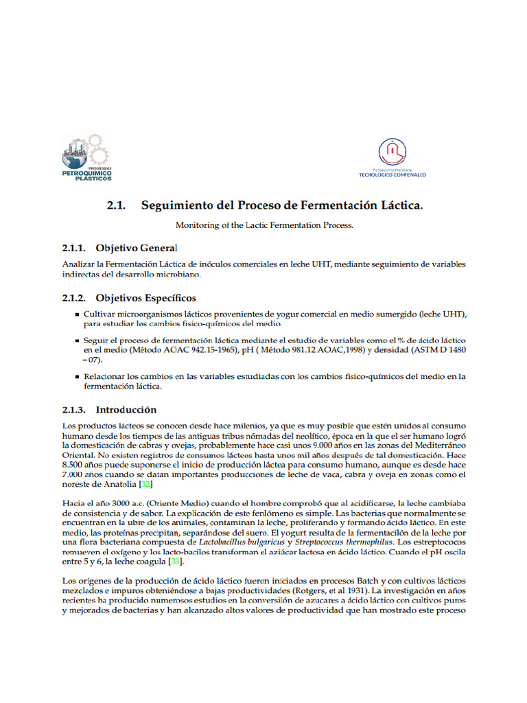 Fermentación Láctica | PDF