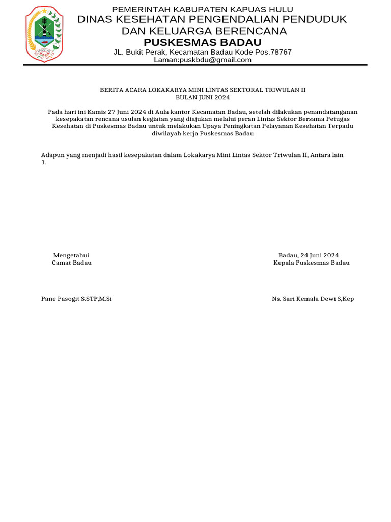 Lokakarya Mini Kesehatan Badau 2024 | PDF