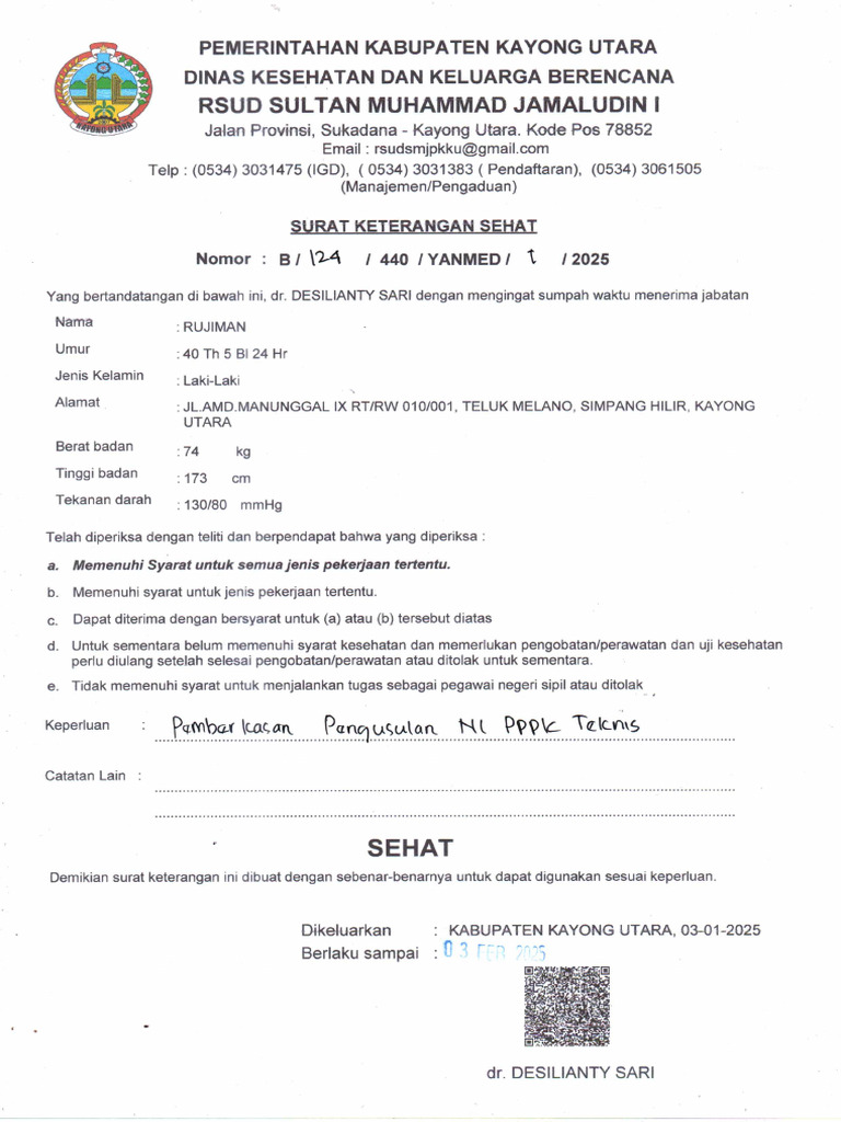 Kesehatan Dan SKKJ Rujiman | PDF