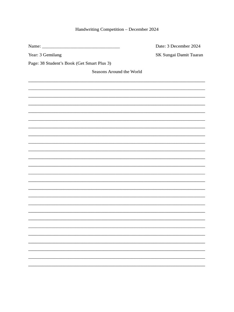 Handwriting Competition 2024 | PDF
