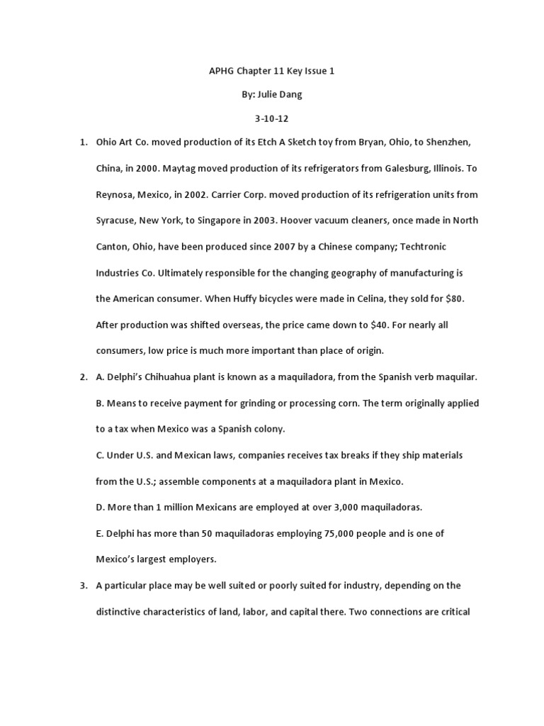 APHG Chapter 11 Key Issue 1 | PDF | Great Lakes | Industrial Revolution