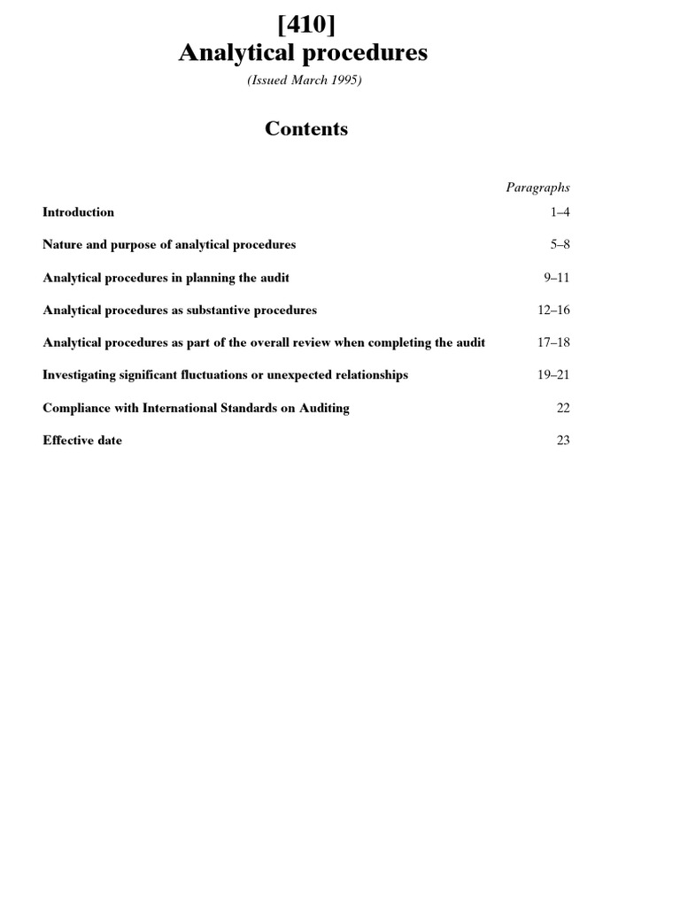 SAS - 410 - Analytical Procedures | PDF | Audit | Business